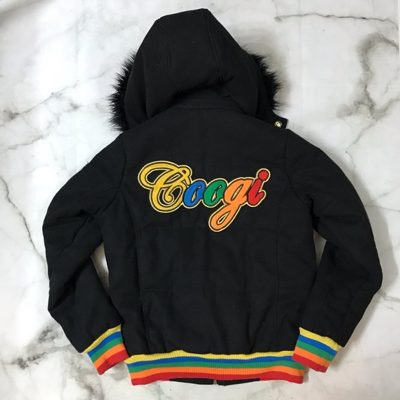 COOGI | Jackets & Coats | Coogi Black Jacket With Detachable Faux Fur ...